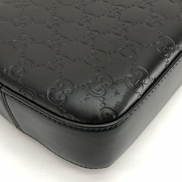 Gucci | Bags | Gucci Sima Black Silver Metal Fittings Business Bag 4284 ...